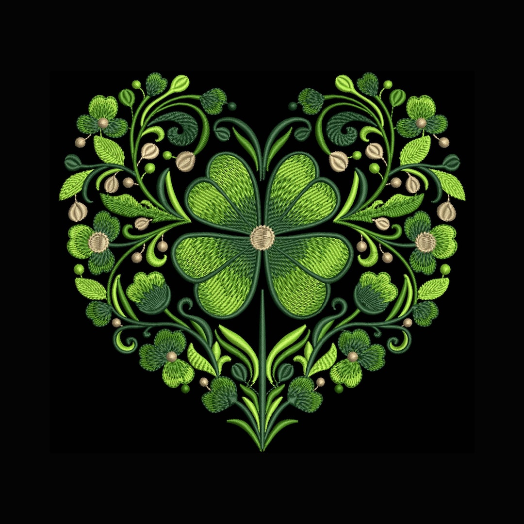 Lucky Clover Heart Machine Embroidery Design – St. Patrick’s Day ...