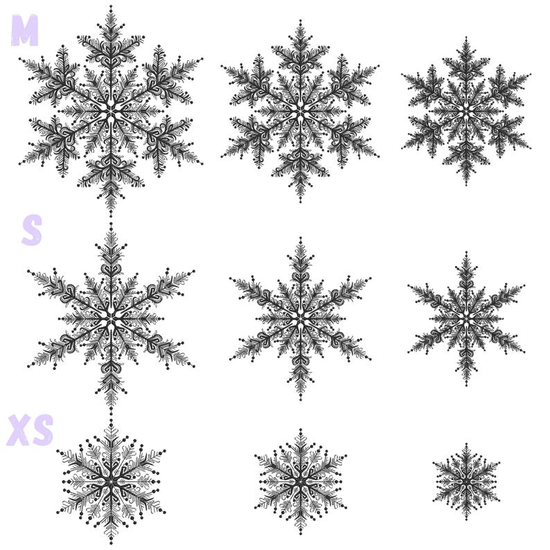 Snowflake Embroidery Design Set – 3 Sizes (XS, S, M), Snowflakes ...