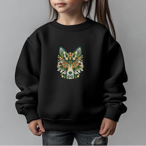 Floral Fox Embroidery Design, Botanical Fox Head Machine Embroidery ...