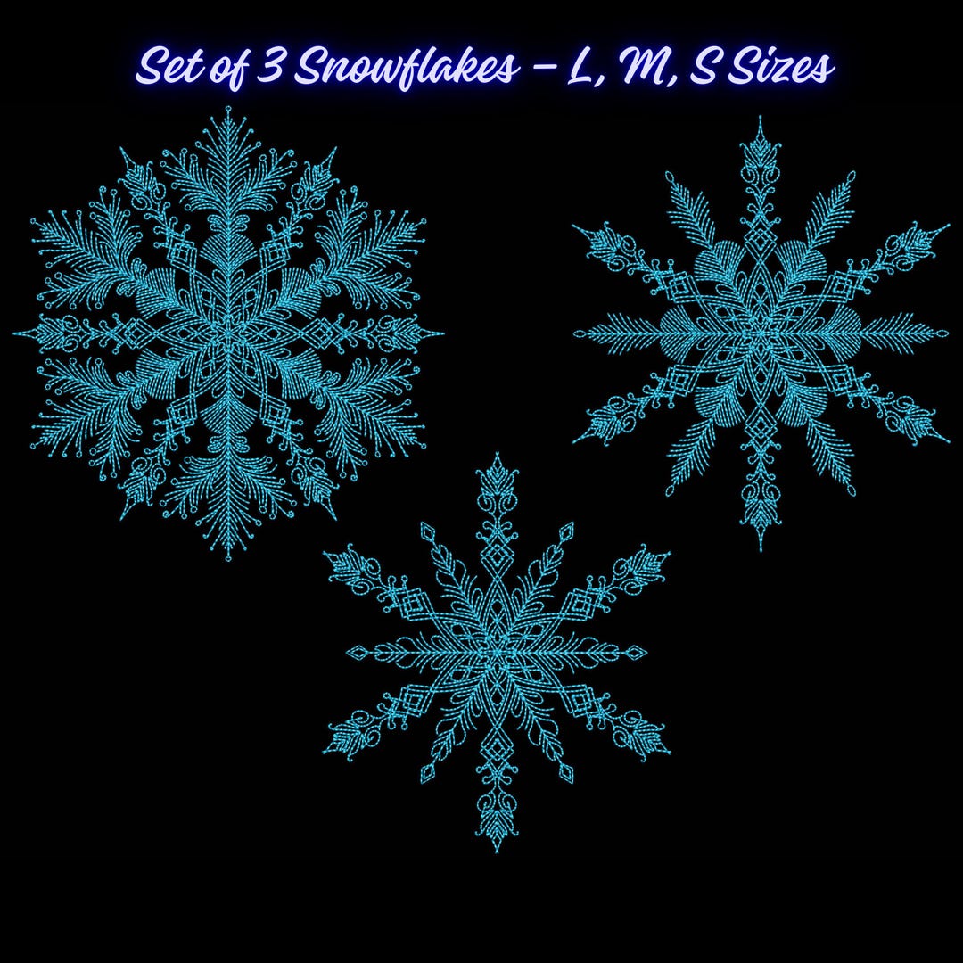Snowflake Embroidery Design Bundle – 3 Sizes (L, M, S), Chrsitmas ...