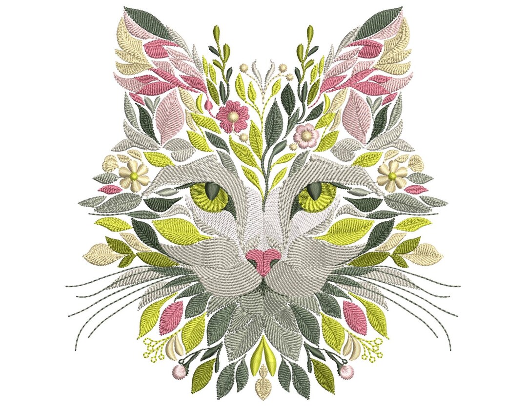 Floral Cat Embroidery Designs for Machine Embroidery – Perfect for T ...