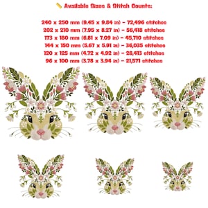 Floral Bunny Machine Embroidery Design: Pastel Leaf Animal, Bunny ...
