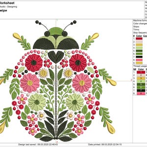 Ladybug Hand Embroidery Pattern PDF • Floral Beetle Modern Stitch ...