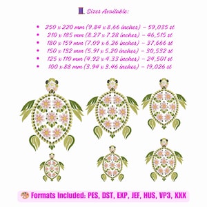 Floral Turtle Machine Embroidery Design, Perfect for Jackets, Towels ...