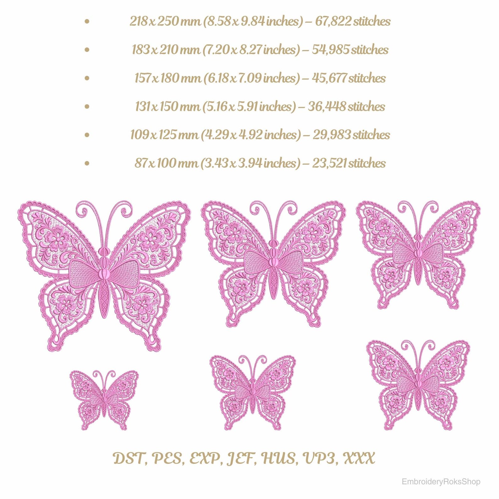 FSL Lace Butterfly Machine Embroidery Design PES, Vintage Lace ...