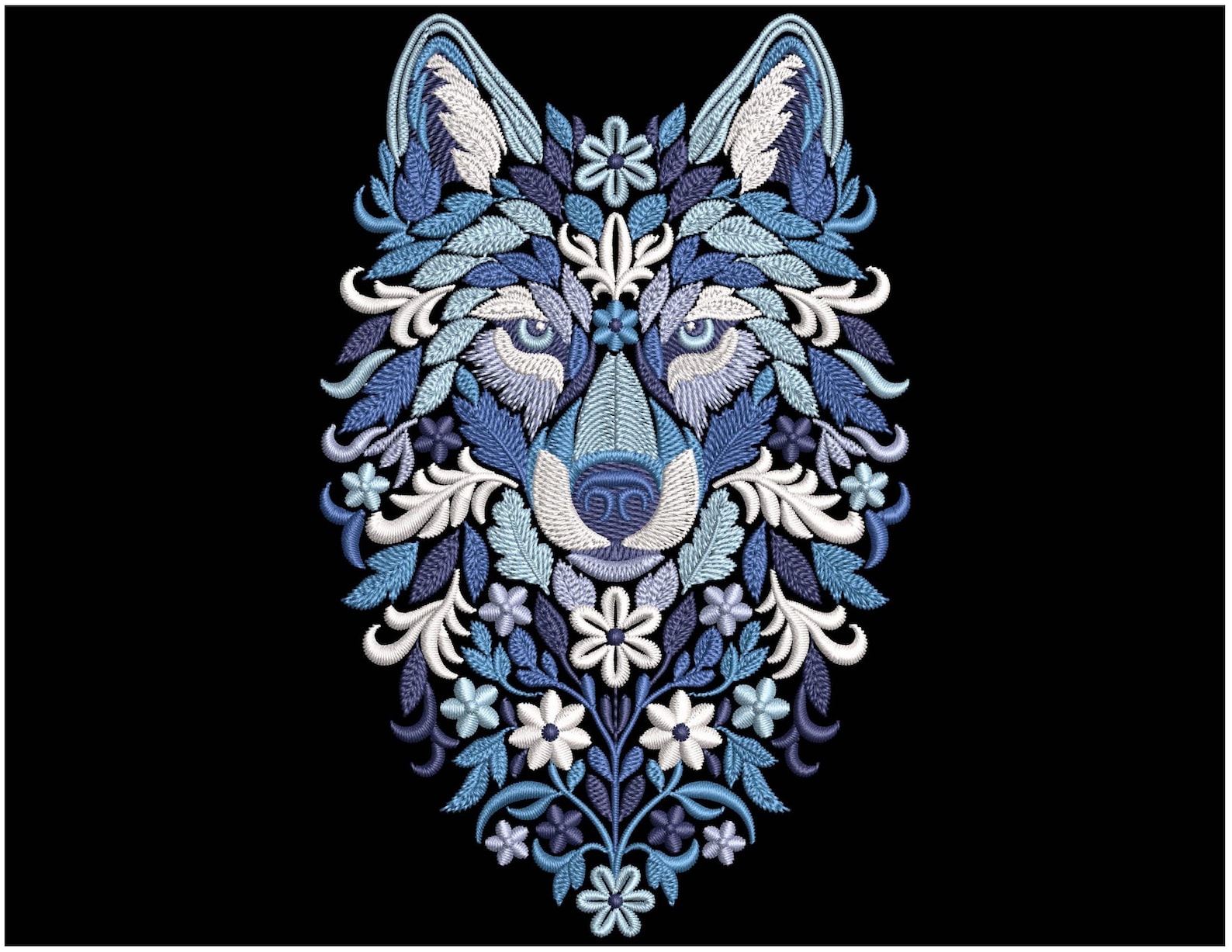 Winter Wolf Embroidery Design – Machine Embroidery Pattern PES, Floral ...
