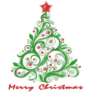 Christmas Tree Embroidery Design, Festive Christmas Tree Embroidery ...