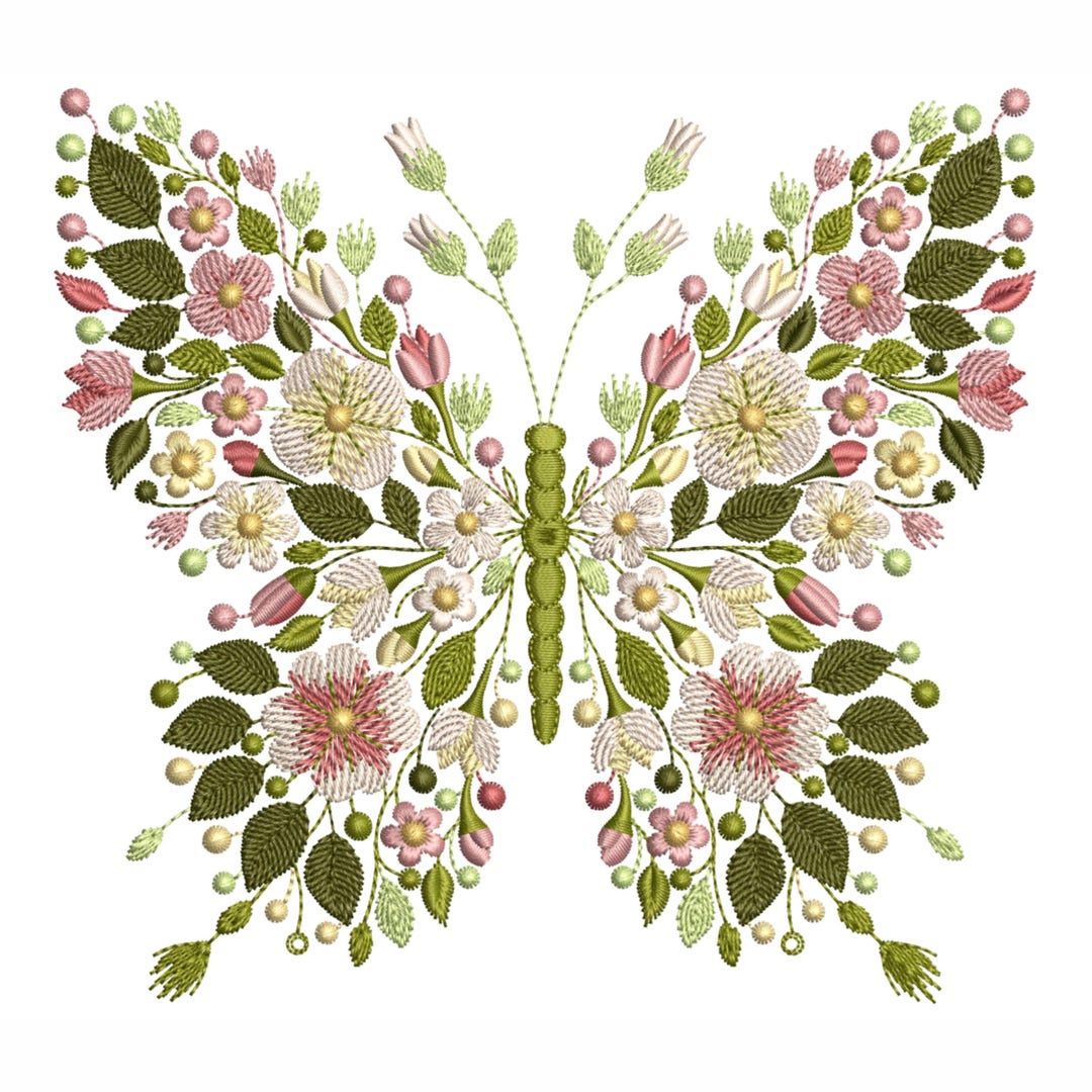 Floral Butterfly Machine Embroidery Design – Elegant Nature-inspired ...