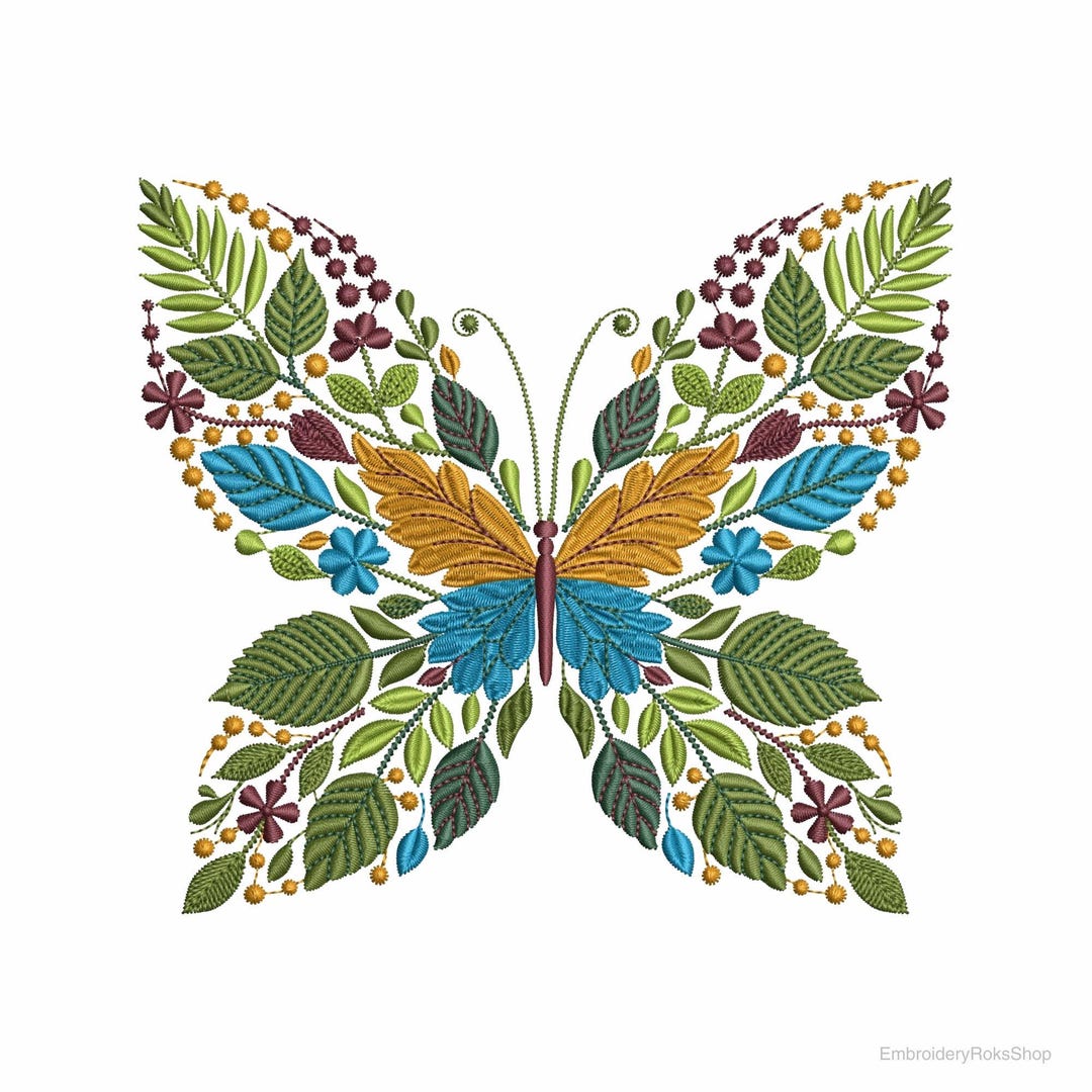 Floral Butterfly Machine Embroidery Design Botanical Wings, Pattern ...