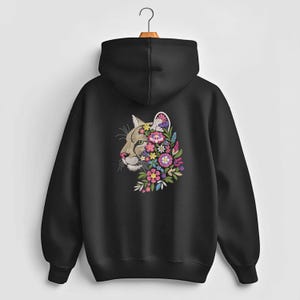 Floral Cougar Embroidery Design: Wild Puma Pattern, Cougar Machine ...