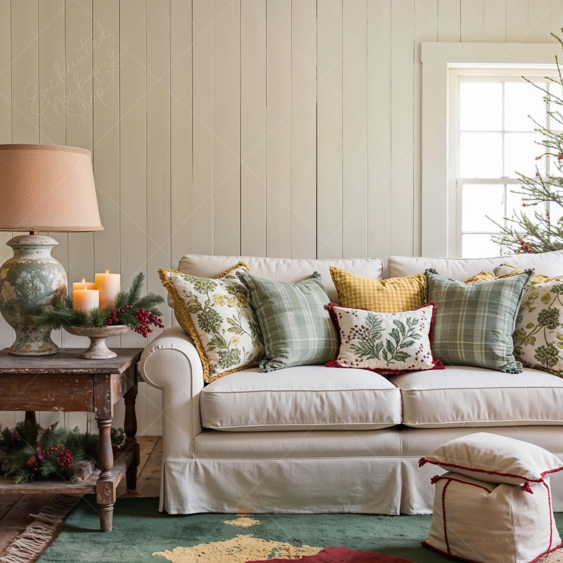 Blank Wall Holiday Cottage Den Mockup-farmhouse Cottagecore Christmas ...