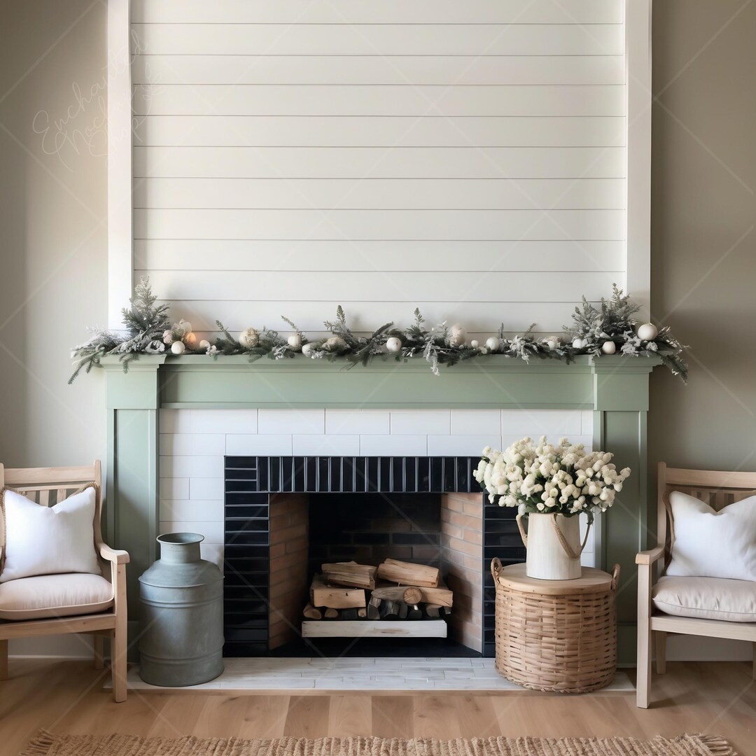 Blank Wall Holiday Cottage Mantle Mockup-farmhouse Cottagecore ...