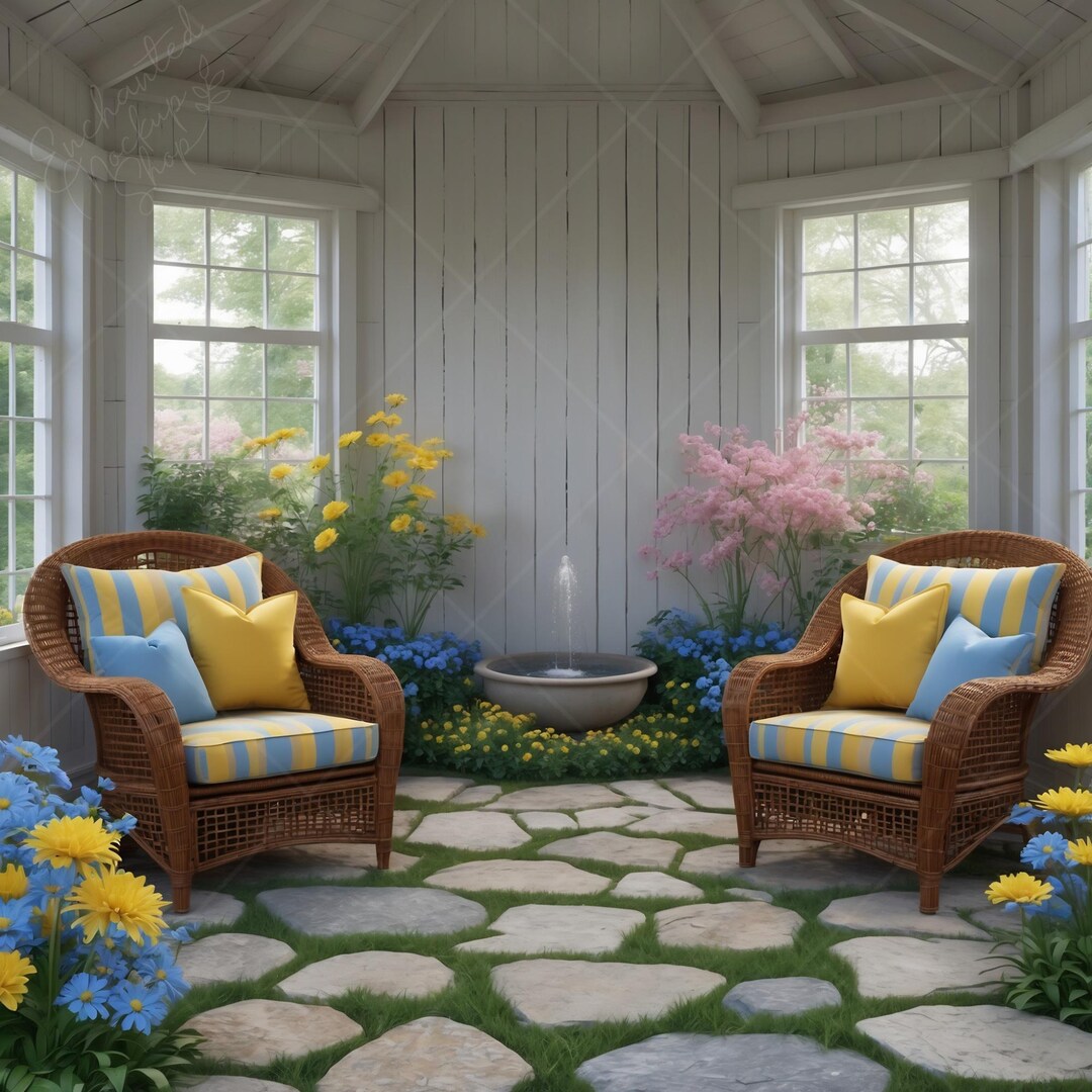 Blank Wall Garden Room Interior Mockup-cottagecore Sunroom, Patio, Sun ...