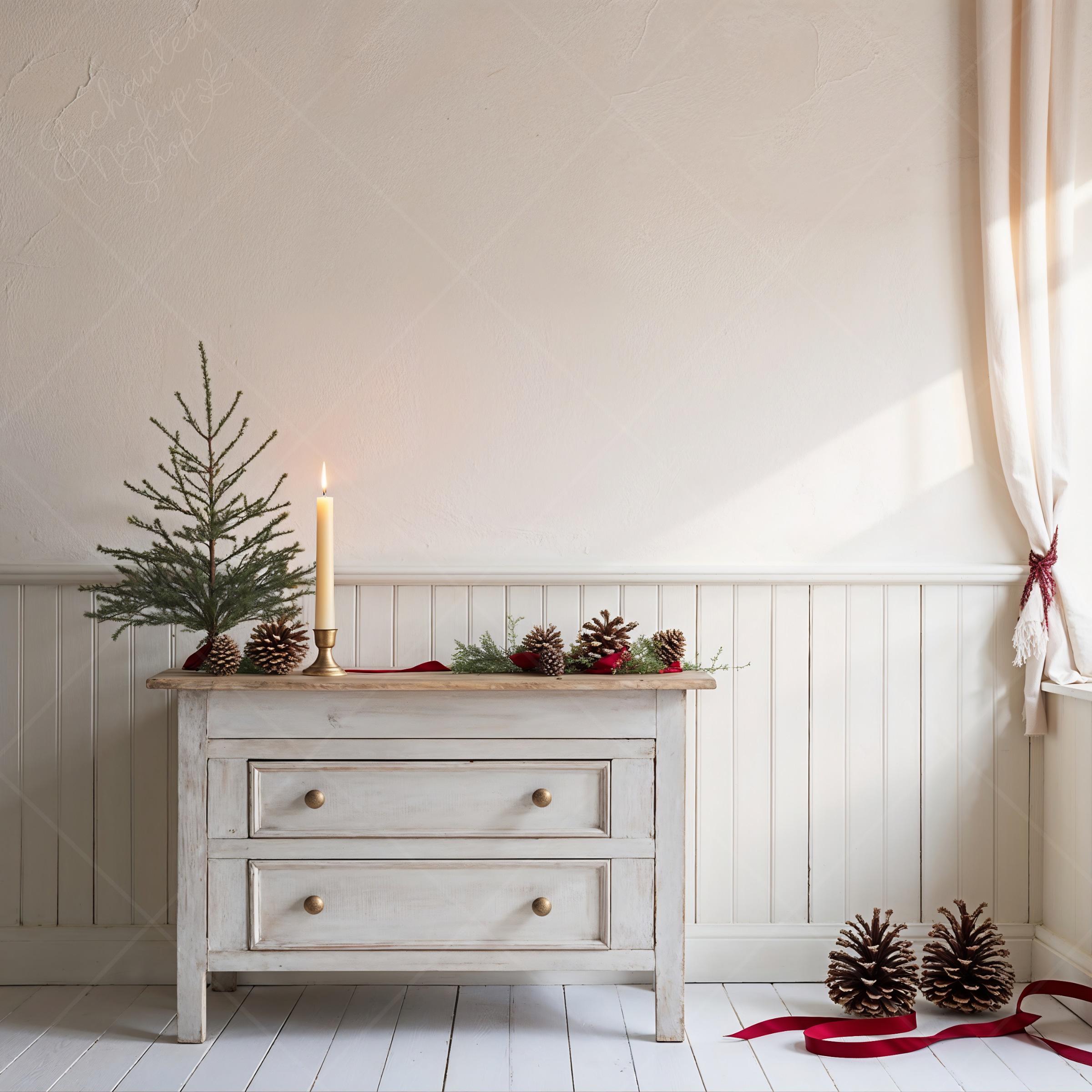 Blank Wall Holiday Cottage Den Mockup-farmhouse Cottagecore Christmas ...