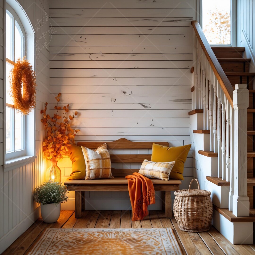 Blank Fall Wall Foyer Mockup - Seasonal Entry Farmhouse Cottage Decor ...