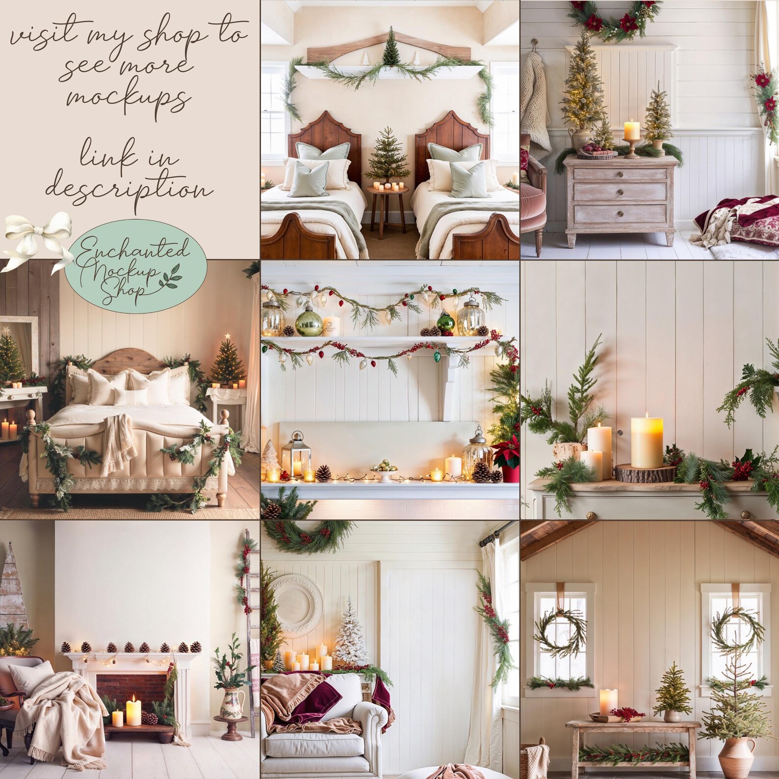 Blank Wall Holiday Cottage Den Mockup-farmhouse Cottagecore Christmas ...