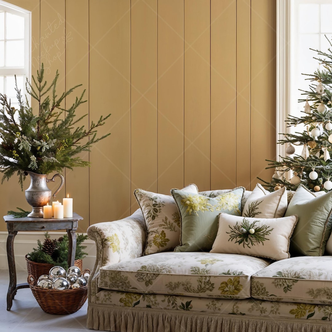 Blank Wall Holiday Cottage Den Mockup-farmhouse Cottagecore Christmas ...