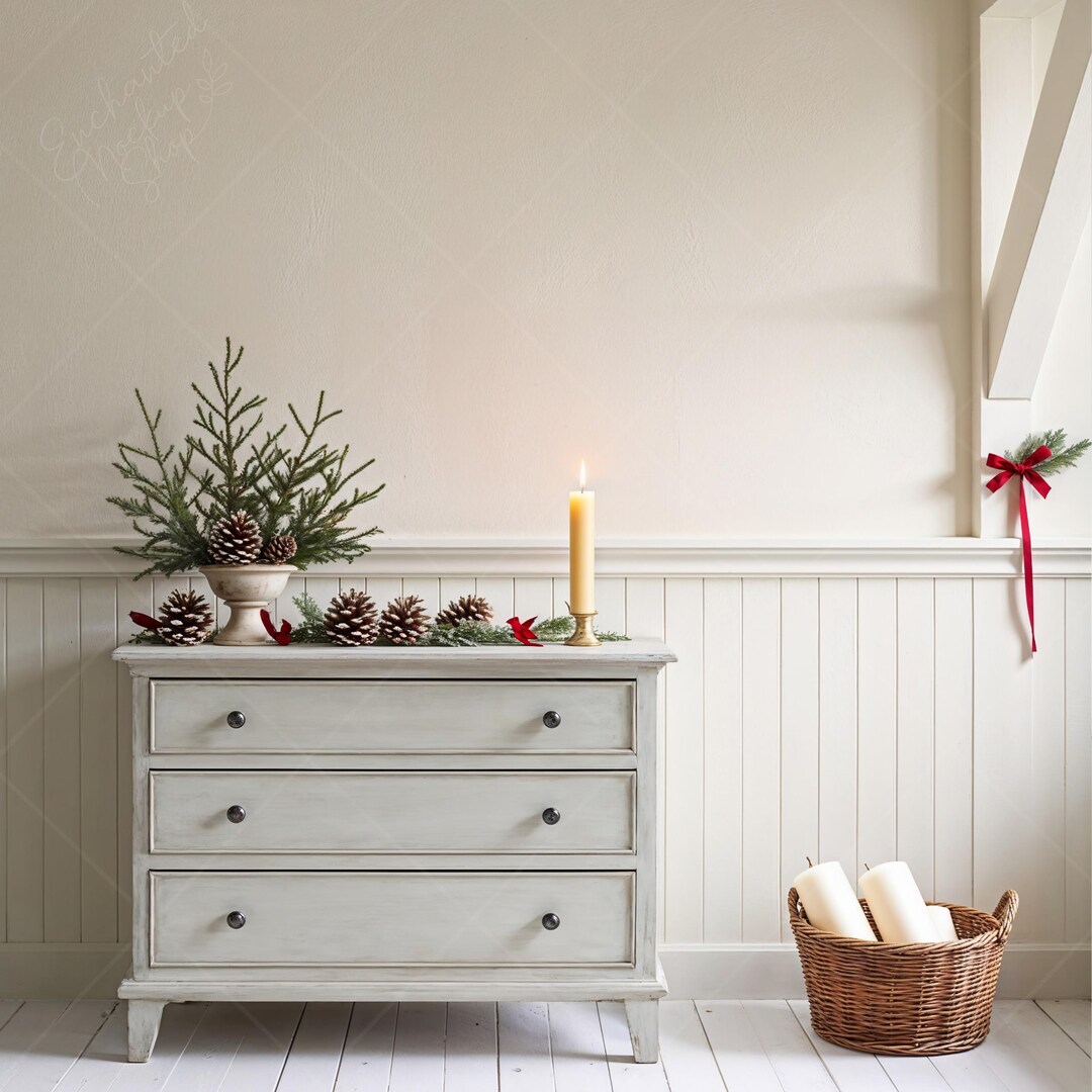 Blank Wall Holiday Cottage Den Mockup-farmhouse Cottagecore Christmas ...