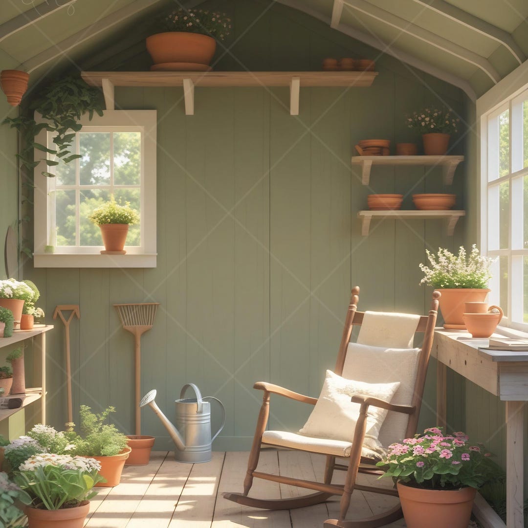 Blank Wall Garden Room Interior Mockup-cottagecore Sunroom, Patio, Sun ...