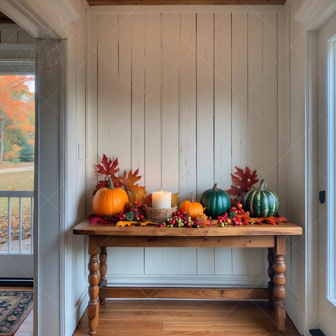 Blank Fall Wall Foyer Mockup - Seasonal Entry Farmhouse Cottage Decor ...