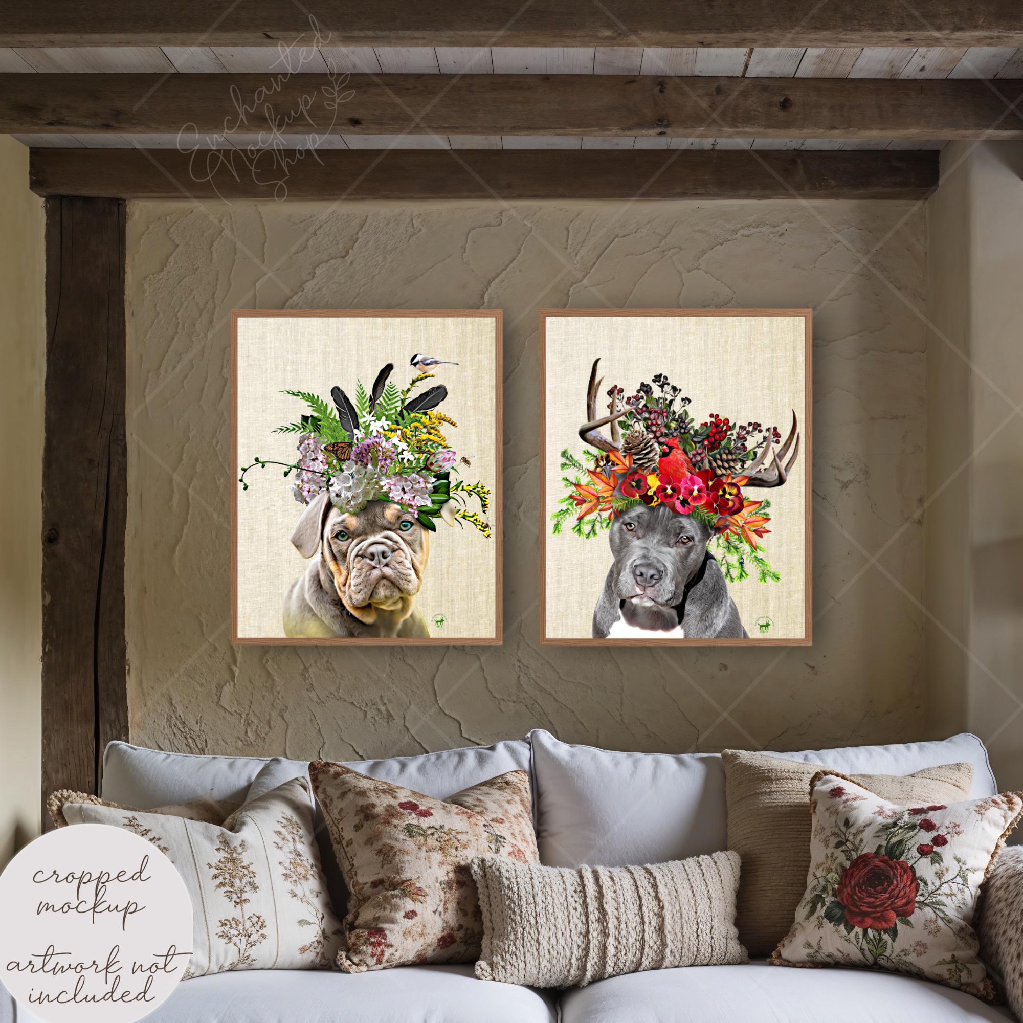 Blank Wall Cottage Den Mockup-farmhouse Cottagecore Sofa-family Room ...