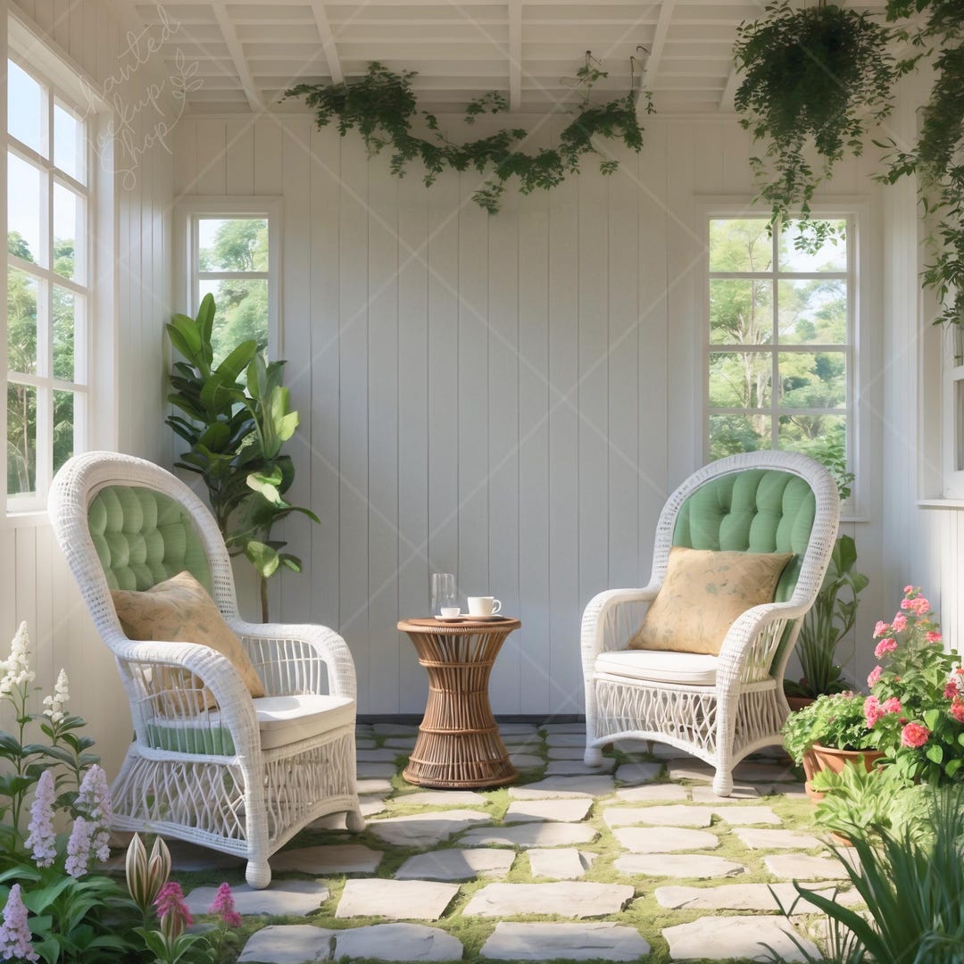 Blank Wall Garden Room Interior Mockup-cottagecore Sunroom, Patio, Sun ...
