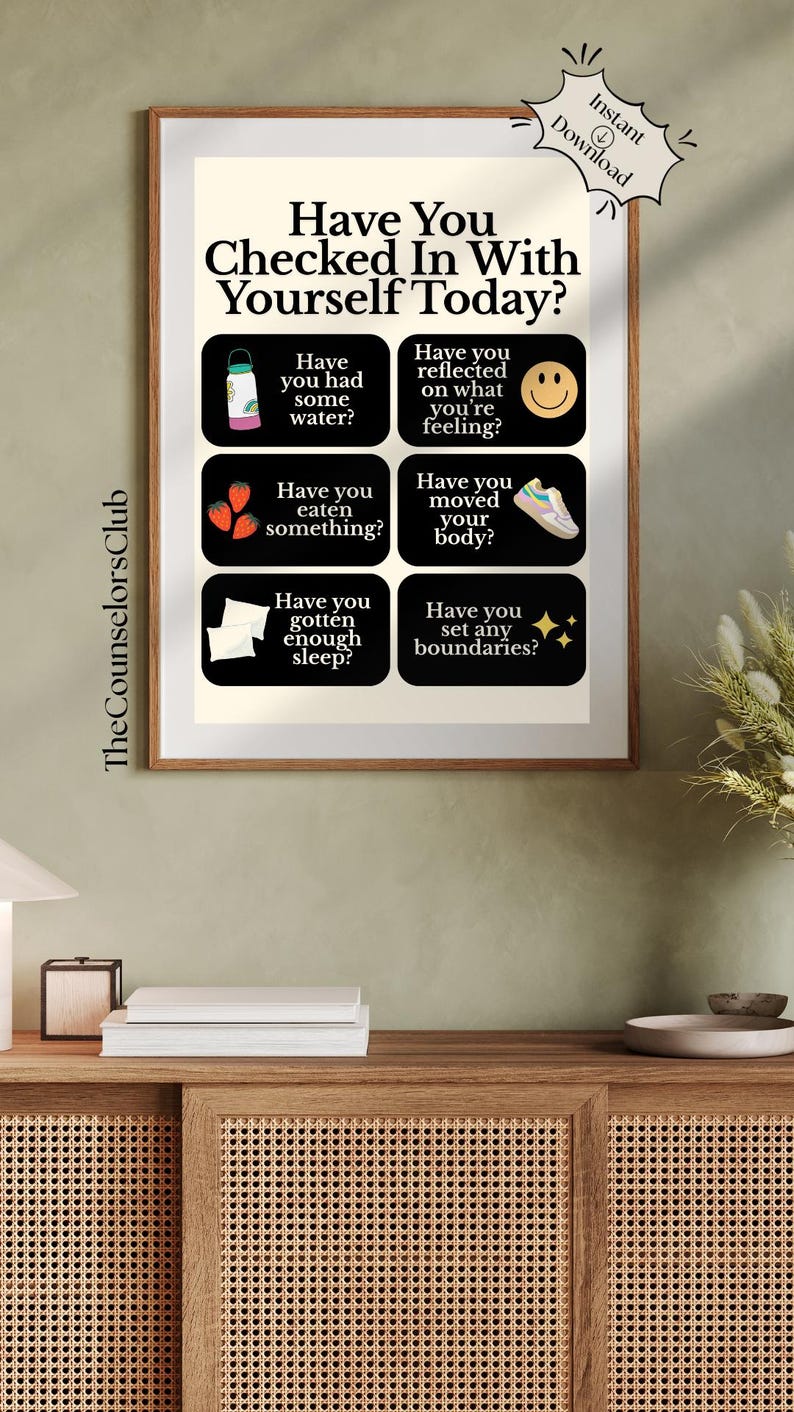 Mental Health Check in Print, Trendy Mental Health Poster, School ...