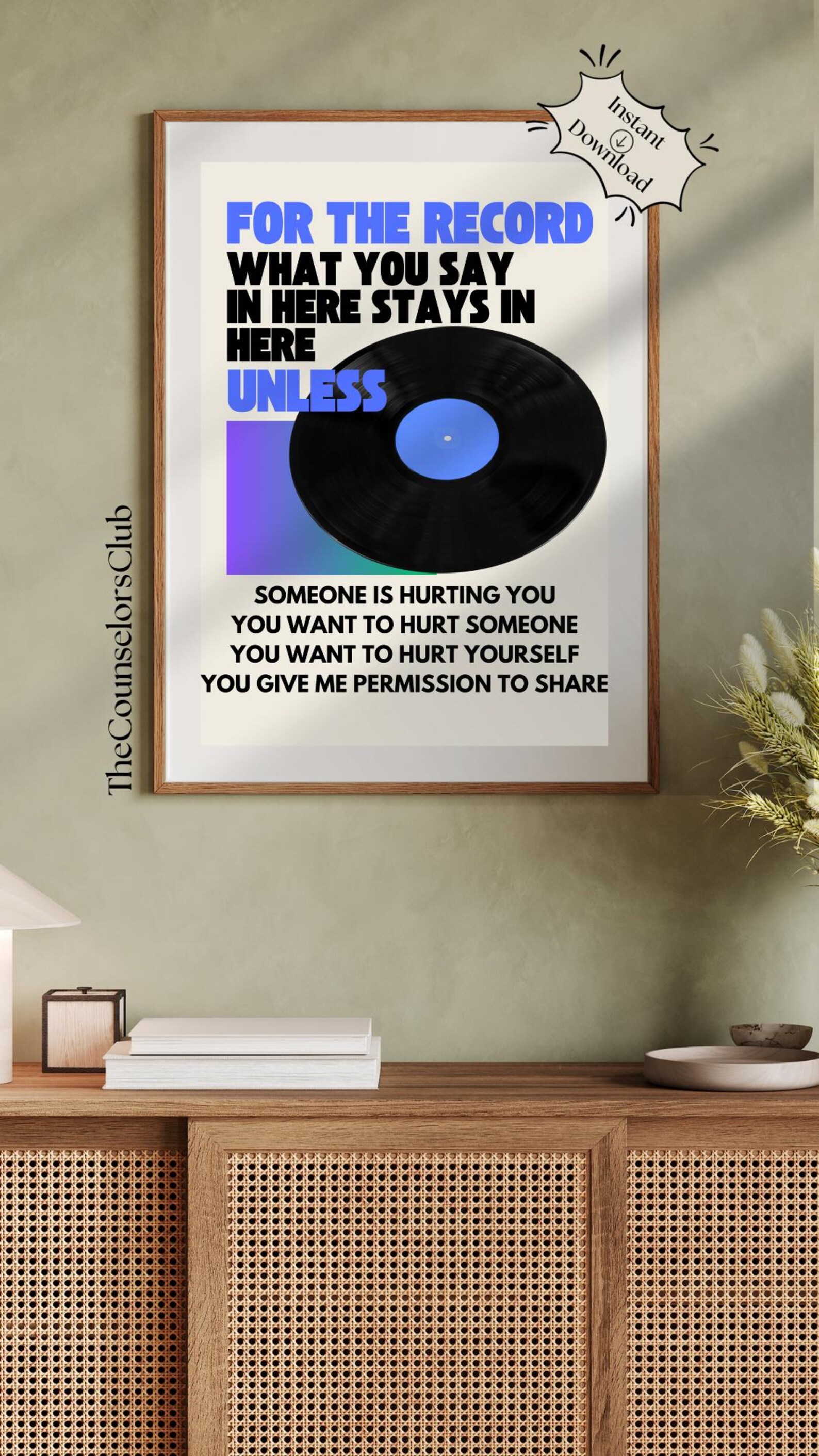 What You Say Here Stays Here Confidentiality Print, Therapy Office ...