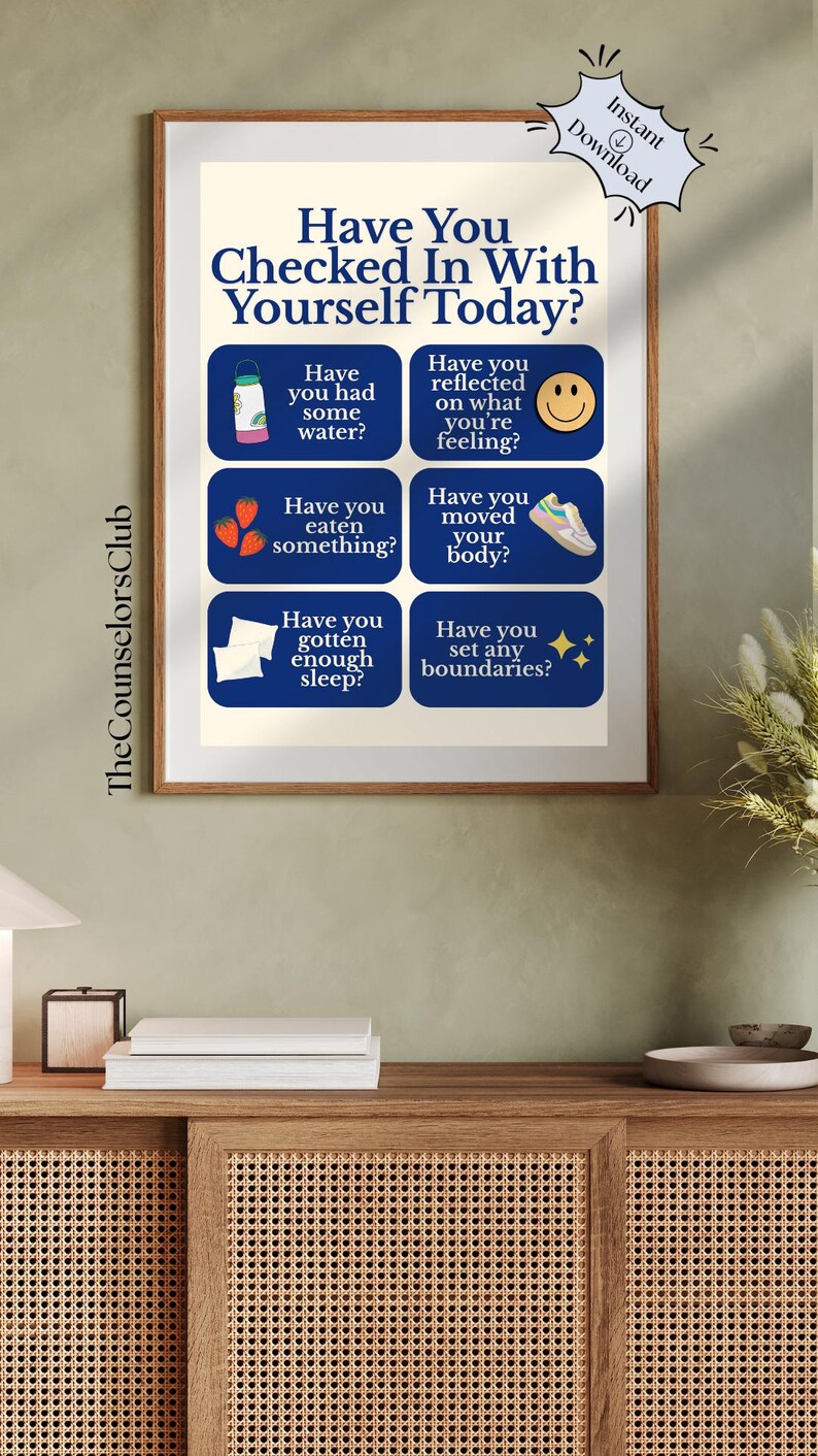 Mental Health Check in Print, Trendy Mental Health Poster, School ...