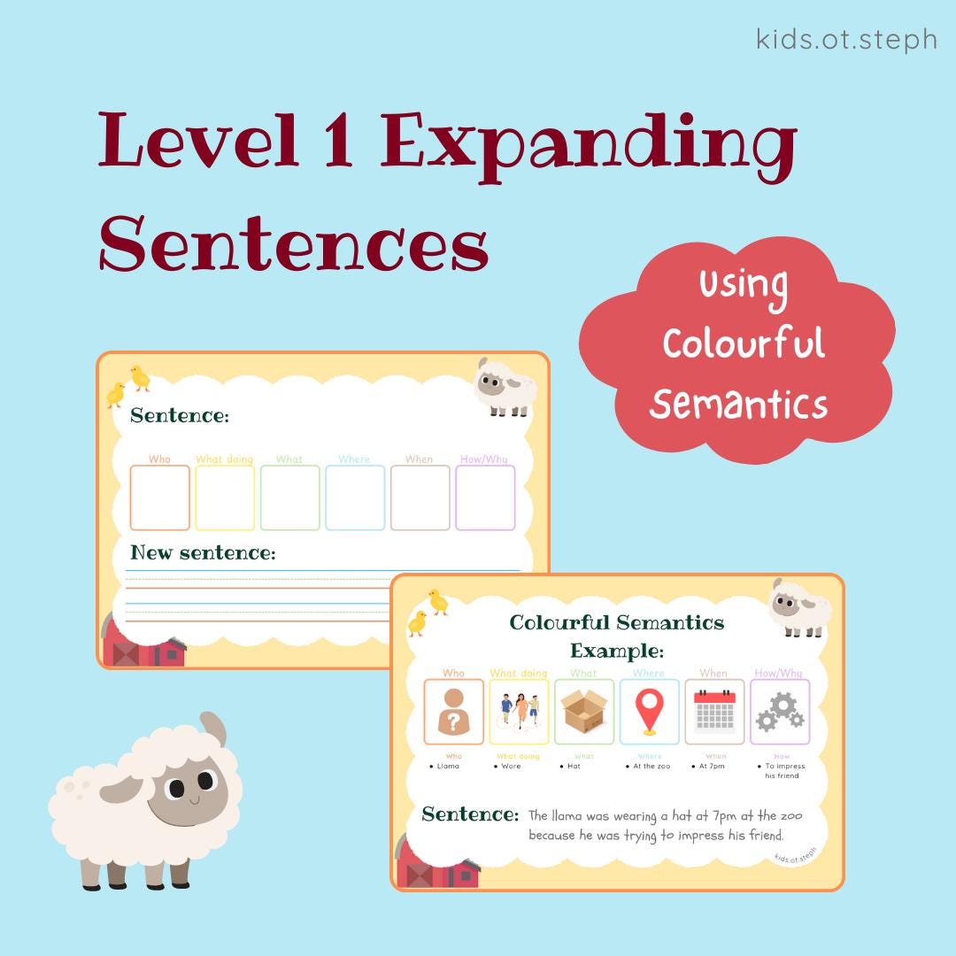 Kids Expanding Sentences Handwriting Activity, Level 1 | Colourful ...