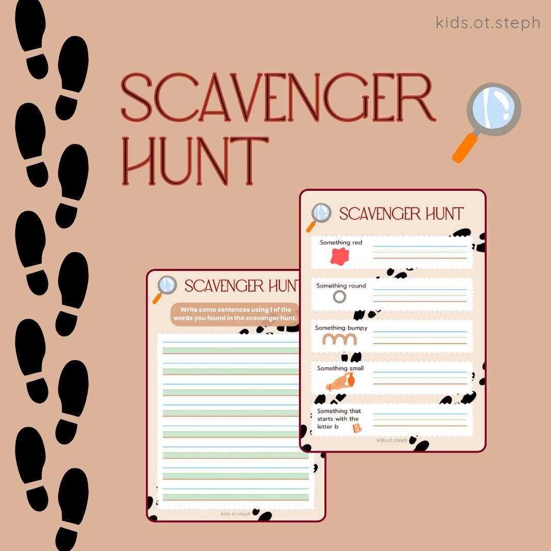 Kids Scavenger Hunt Game Handwriting Activity | Occupational Therapy ...