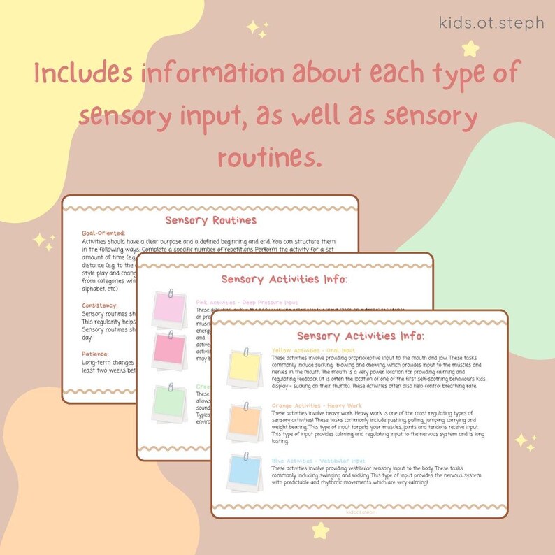 Sensory Routine Cards (sensory Diet Cards) and Environmental ...