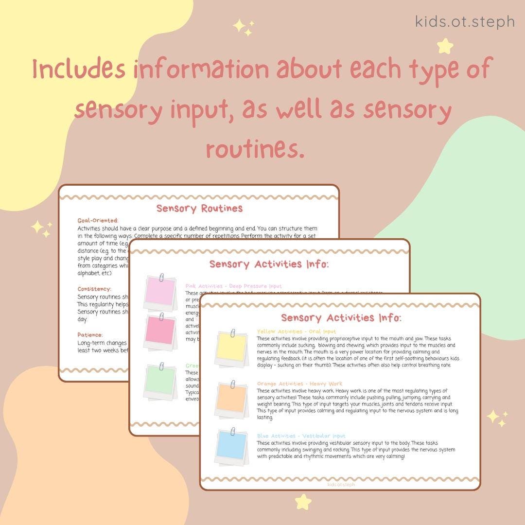 Sensory Routine Cards (sensory Diet Cards) and Environmental ...
