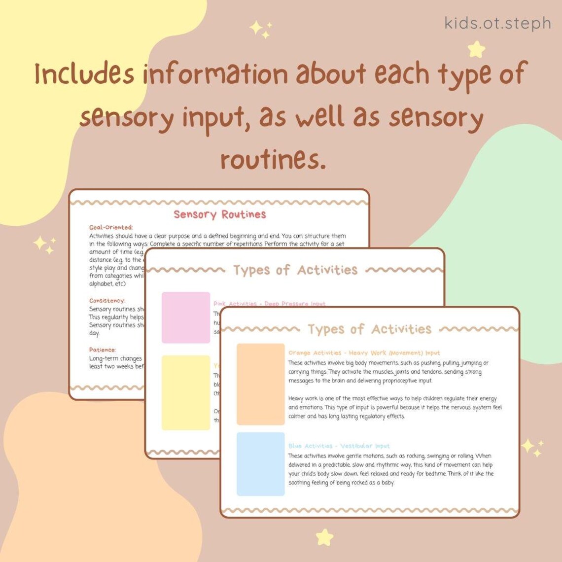 Sensory Routine Cards (sensory Diet Cards) and Environmental ...