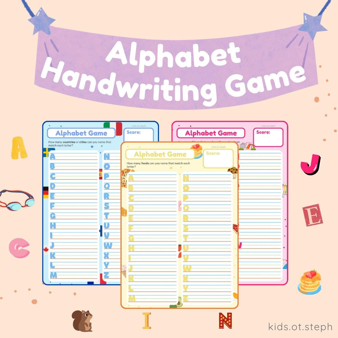 Kids Alphabet Handwriting Challenge Activity | Occupational Therapy ...