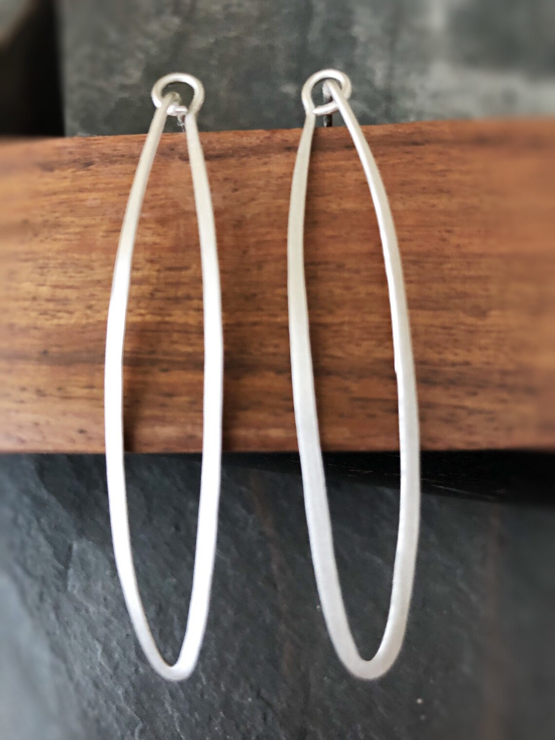 Geometric Sterling Silver Hoop Earrings, Geometric Big Oval Earrings ...
