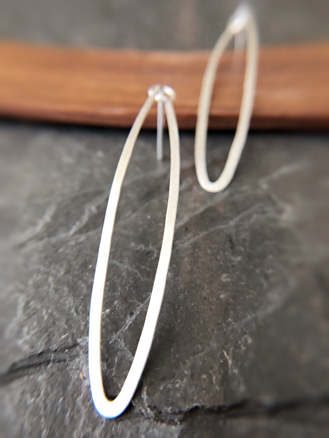 Geometric Sterling Silver Hoop Earrings, Geometric Big Oval Earrings ...