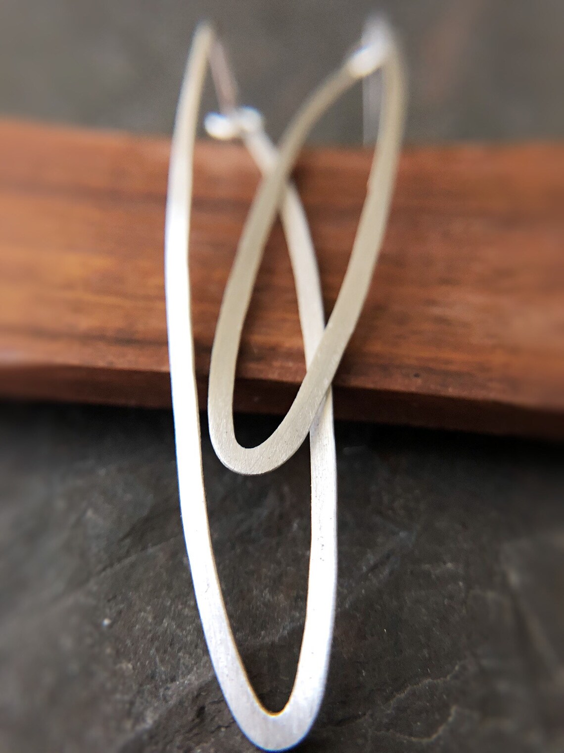 Geometric Sterling Silver Hoop Earrings, Geometric Big Oval Earrings ...