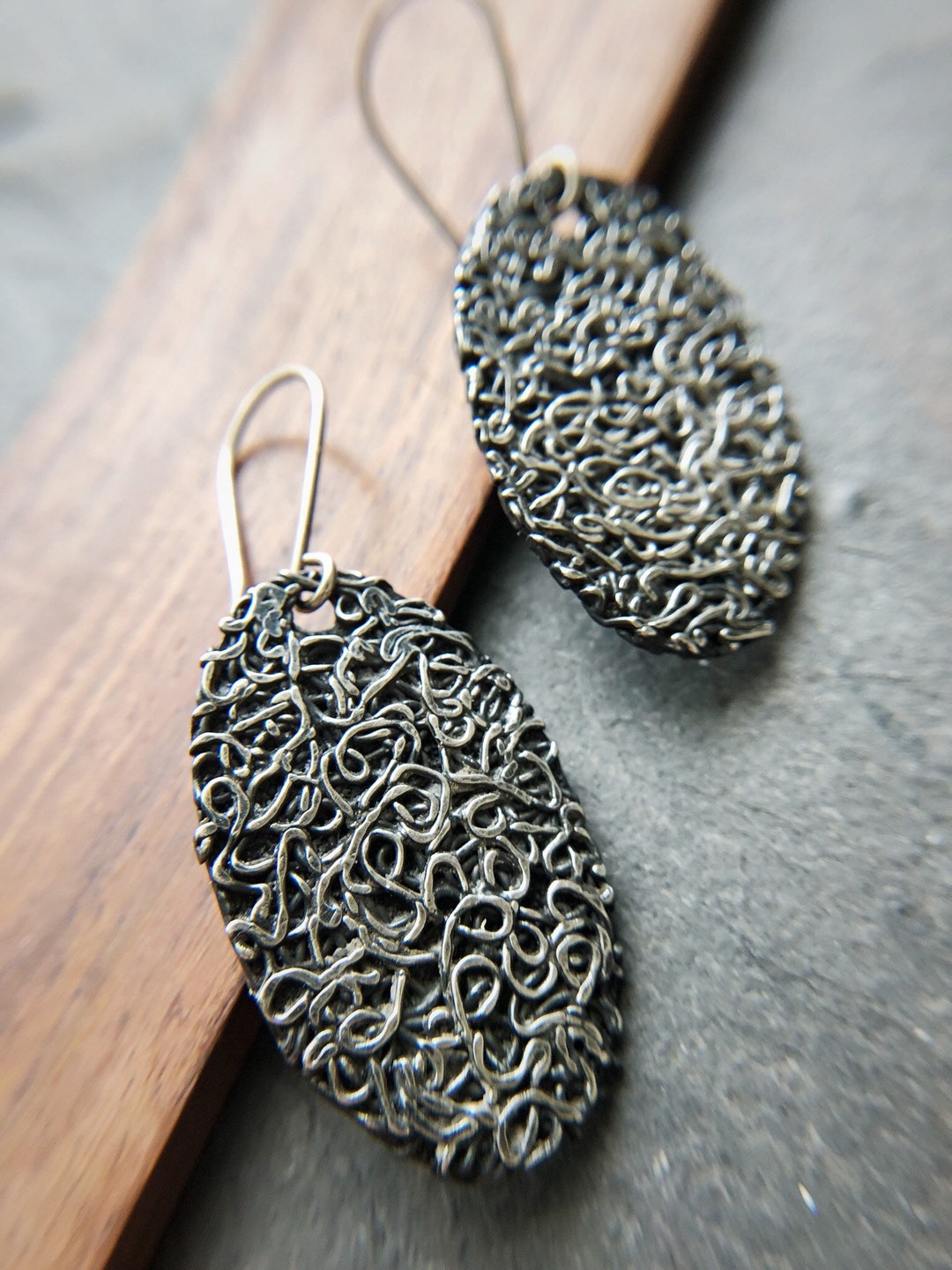 Abstract Drop Earrings, Big Silver Earrings, Geometric Oval Earrings ...