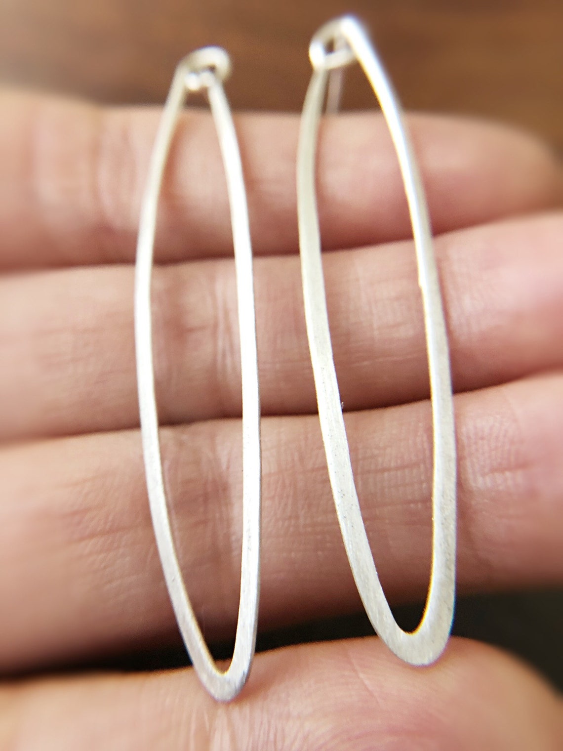 Geometric Sterling Silver Hoop Earrings, Geometric Big Oval Earrings ...