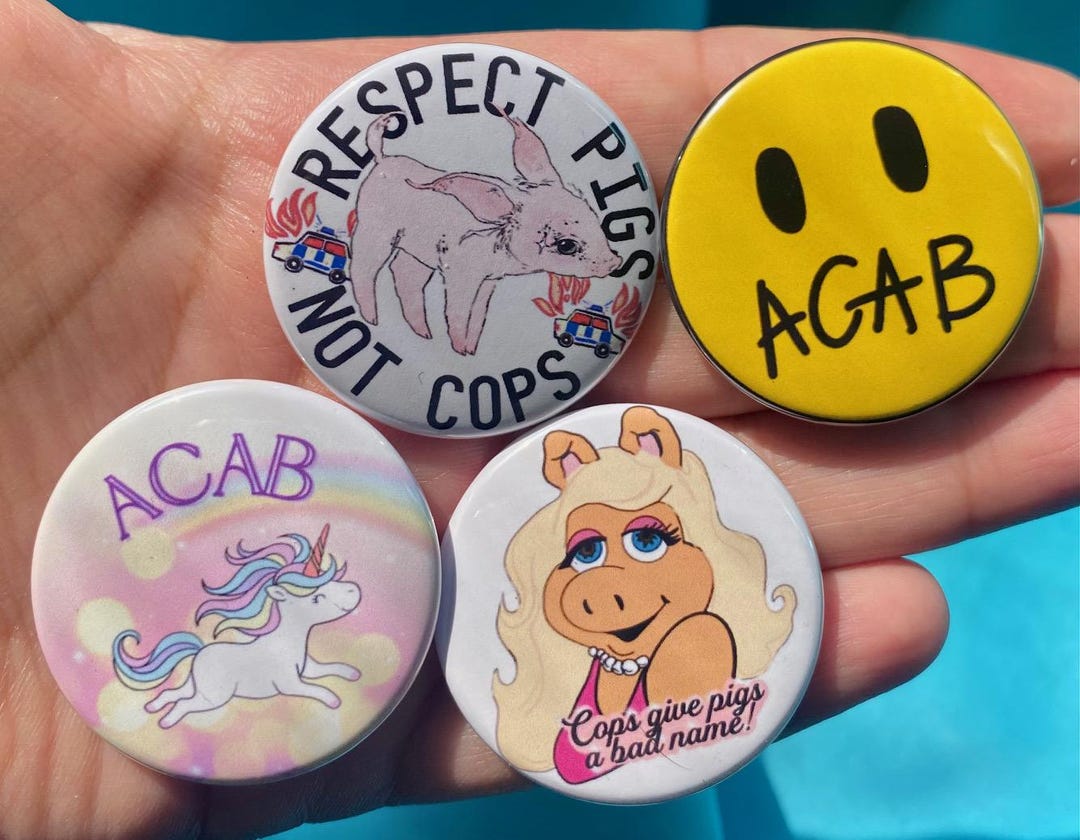 Set of 4 ACAB F the Police 1.5" Pinback Buttons - 1.5" Liberal Leftist ...