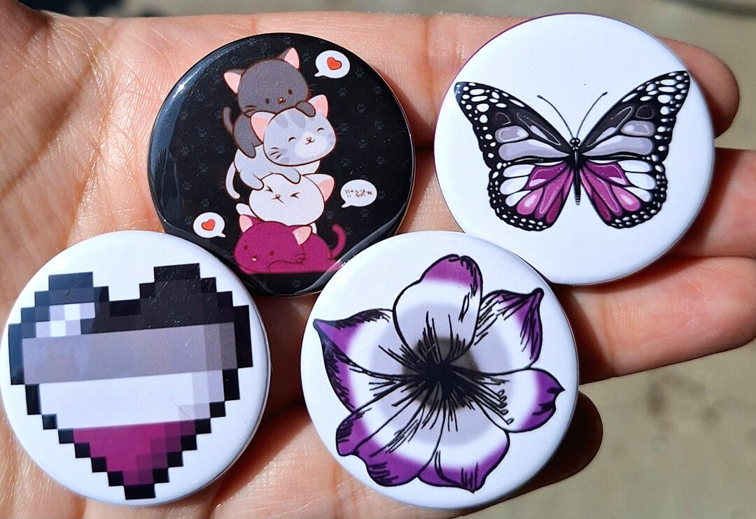 Set of 4 Subtle Asexual 1.5" Pinback Buttons | Ace Pride Pins LGBTQ+ ...