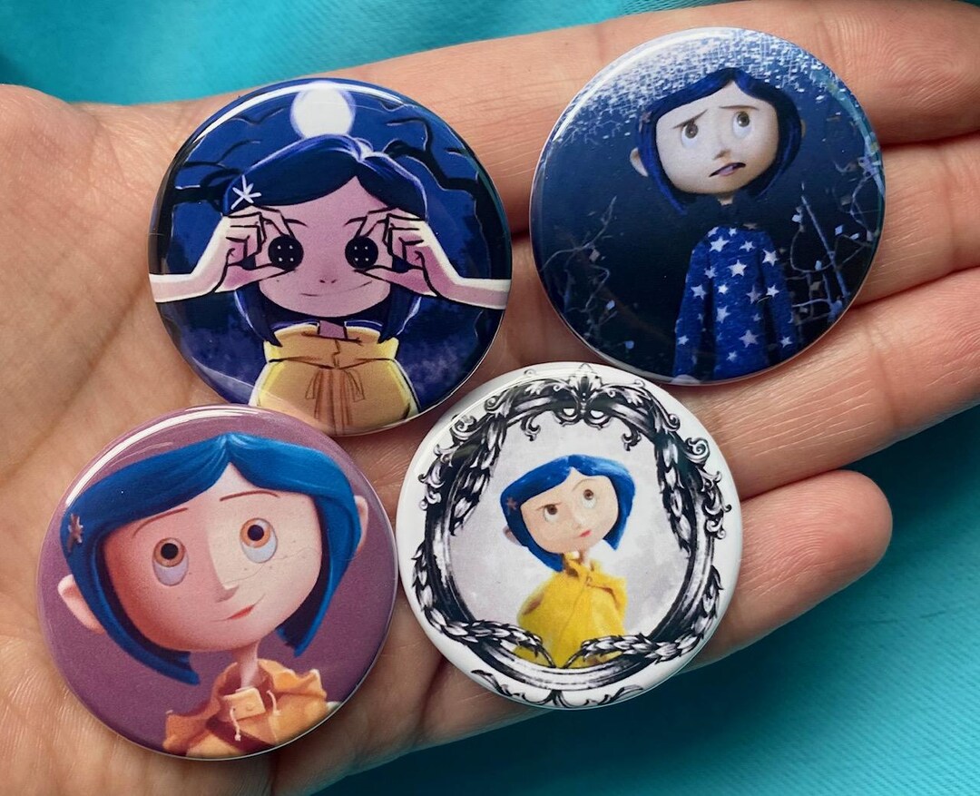 Set of 4 Coraline Inspired 1.5" Pinback Buttons - 1.5" Cute Girly ...