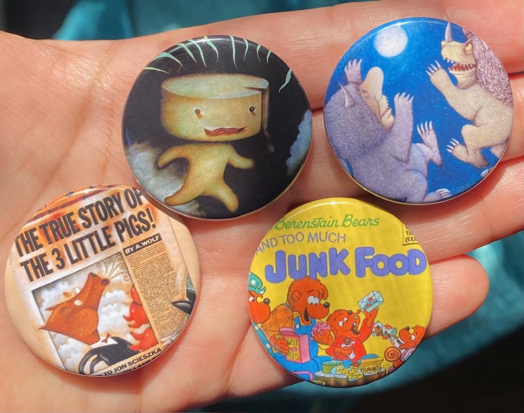 Set of 4 90s Kids Books 1.5" Pinback Buttons Millennial Nostalgia ...