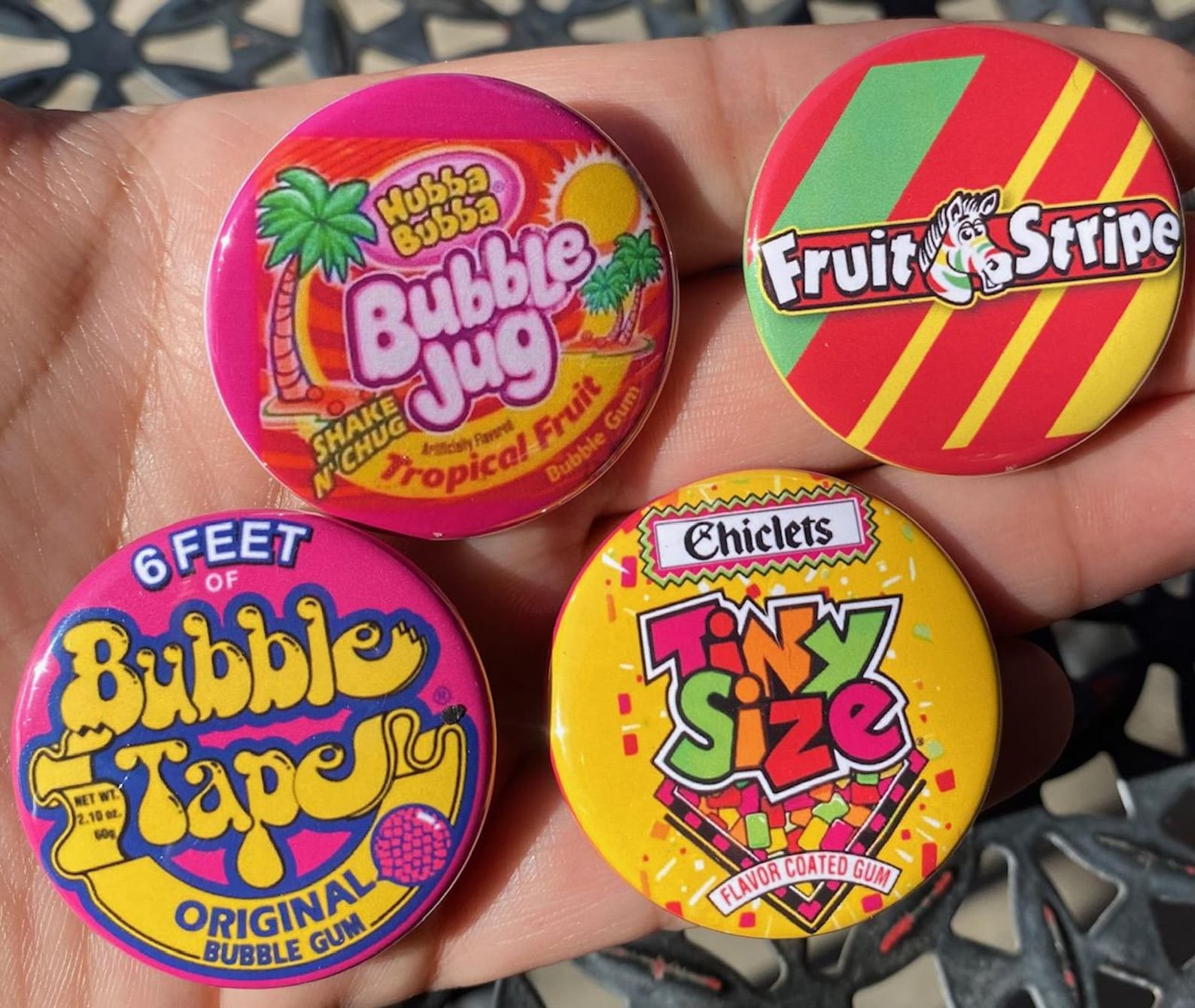 Set of 4 90s Bubble Gum 1.5" Pinback Buttons | Millennial Nostalgia | Retro Candy Pins | Vintage ...