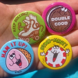 Set of 4 Retro Vintage Style Scratch and Sniff Sticker 1.5" Pinback ...