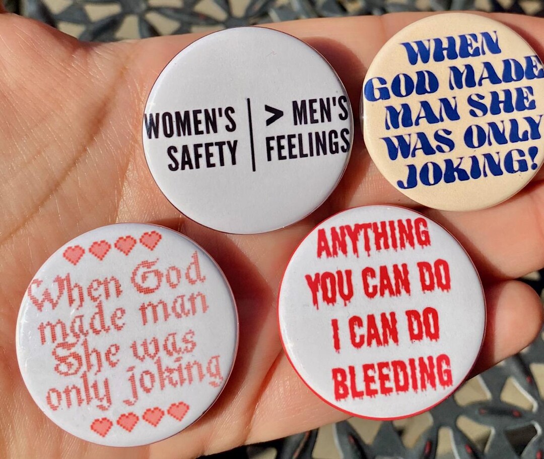 Set of 4 Misandry 1.5" Pinback Buttons | Feminist Statement | Bold ...