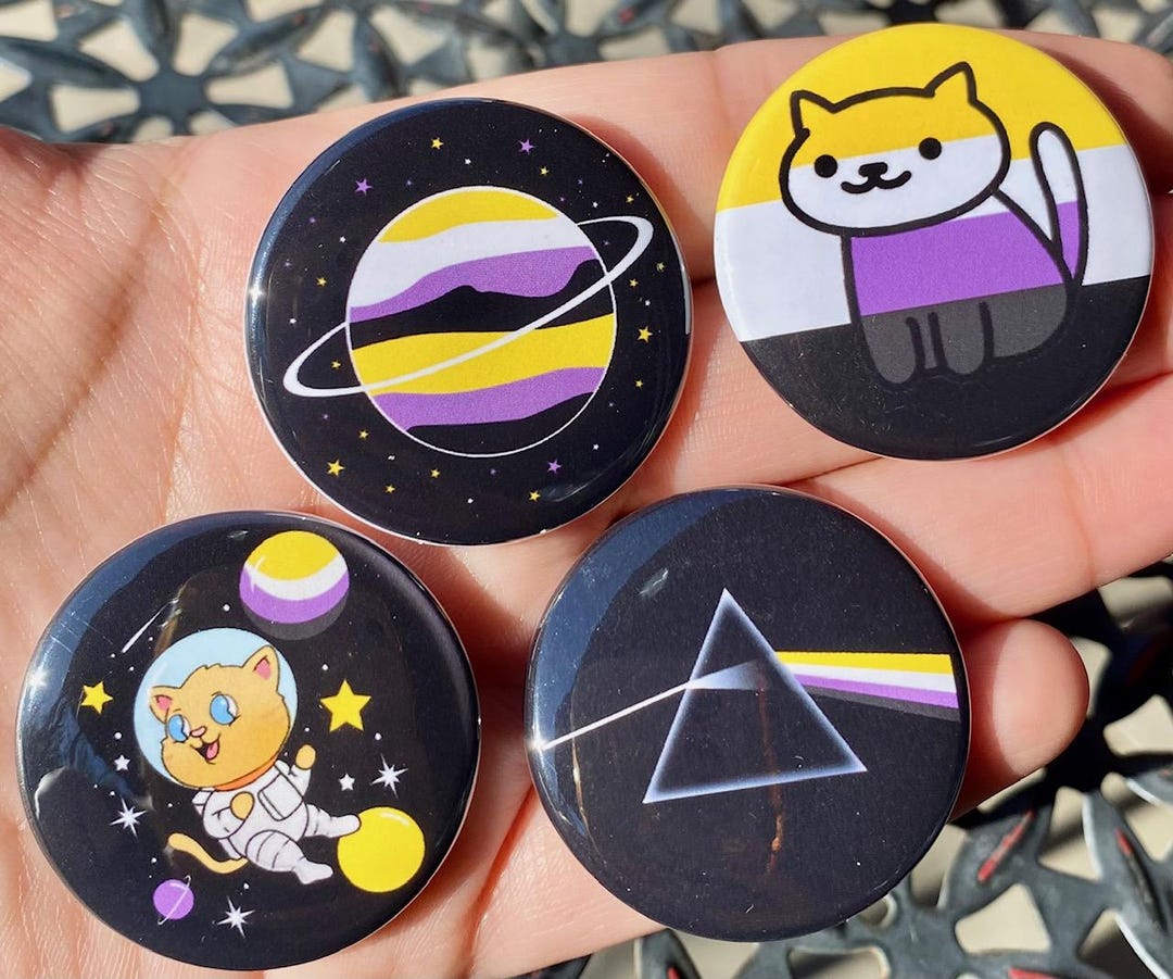 Set of 4 Subtle Non Binary 1.5" Pinback Buttons | Nonbinary Pride Pins ...