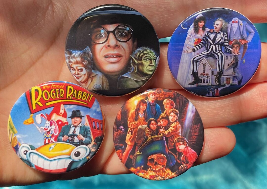 Set of 4 80s Comedy Movies 1.5" Pinback Buttons - Retro Movie Gift ...