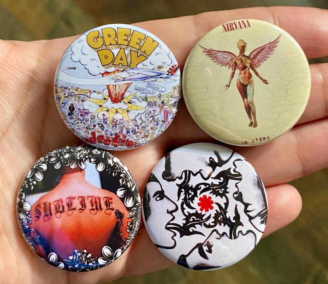 Set of 4 90s Musicians Album Covers 1.5" Pinback Buttons - Retro Music ...